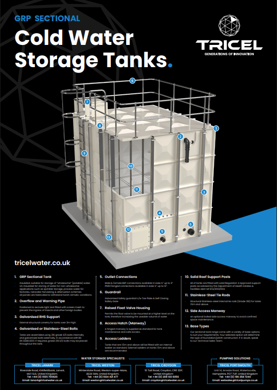 Water Storage Tank Brochures, Manuals, Base Details & More